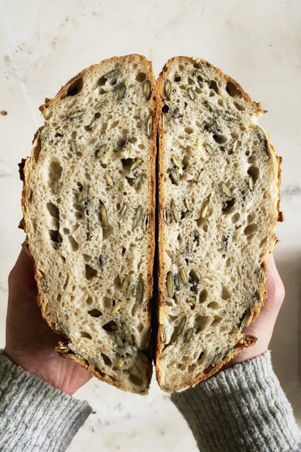 Easy No-Knead Pumpkin Seed Bread - Not Just Food