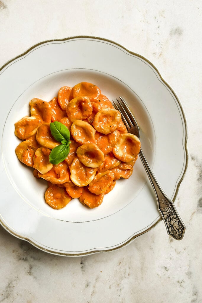Orecchiette (Little Ears Pasta) With Creamy Red Pepper Sauce - Not Just ...